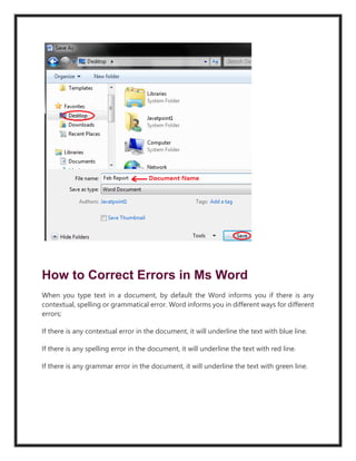 MS Word tutorial provides basic and advanced concepts of Word. | PDF