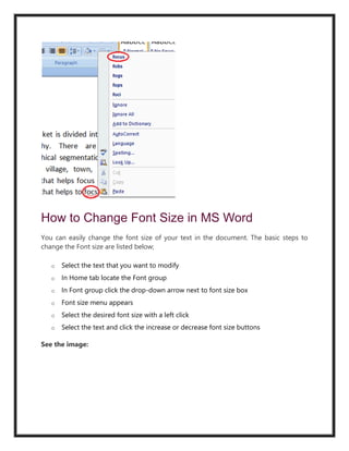 MS Word tutorial provides basic and advanced concepts of Word. | PDF