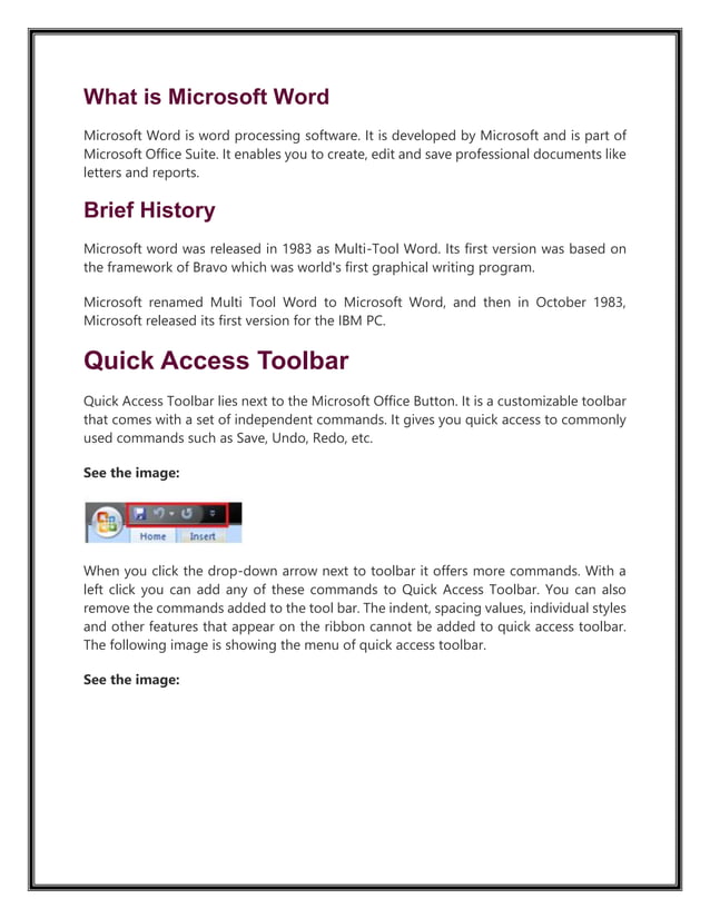 MS Word tutorial provides basic and advanced concepts of Word. | PDF