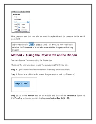 MS Word tutorial provides basic and advanced concepts of Word. | PDF