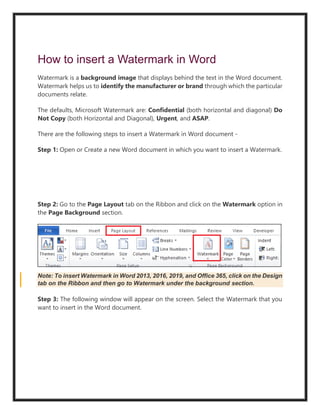MS Word tutorial provides basic and advanced concepts of Word. | PDF