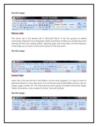 MS Word tutorial provides basic and advanced concepts of Word. | PDF