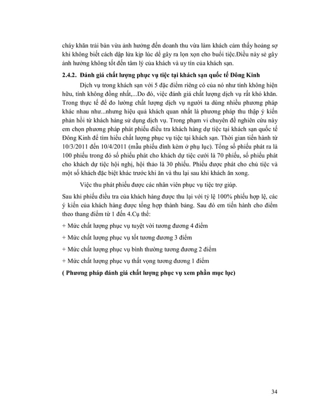 Báo cáo thực tập: Mô tả và phân tích quy trình phục vụ tiệc cưới tại khách sạn | PDF