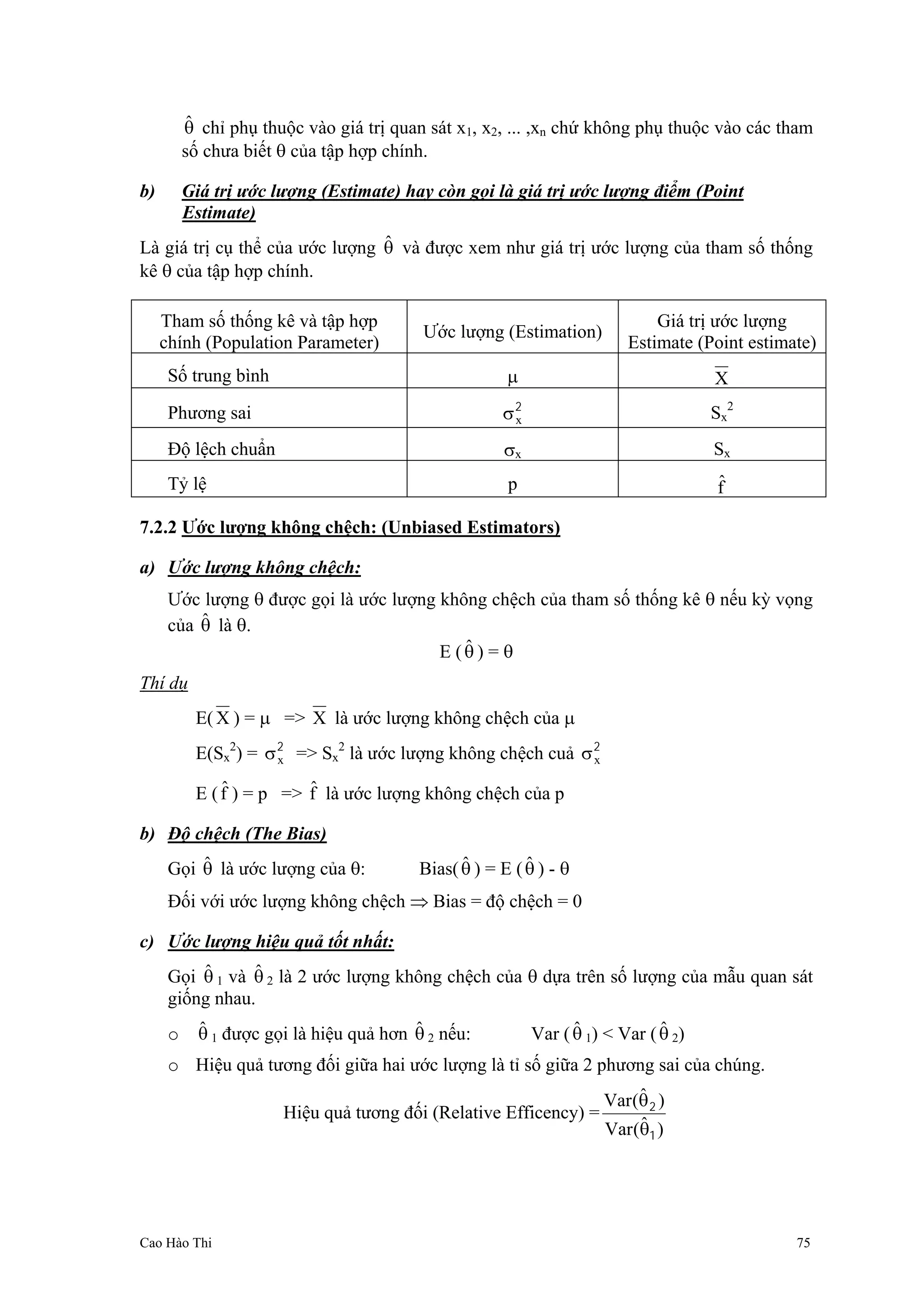 uoc luong tham so thong ke | PDF