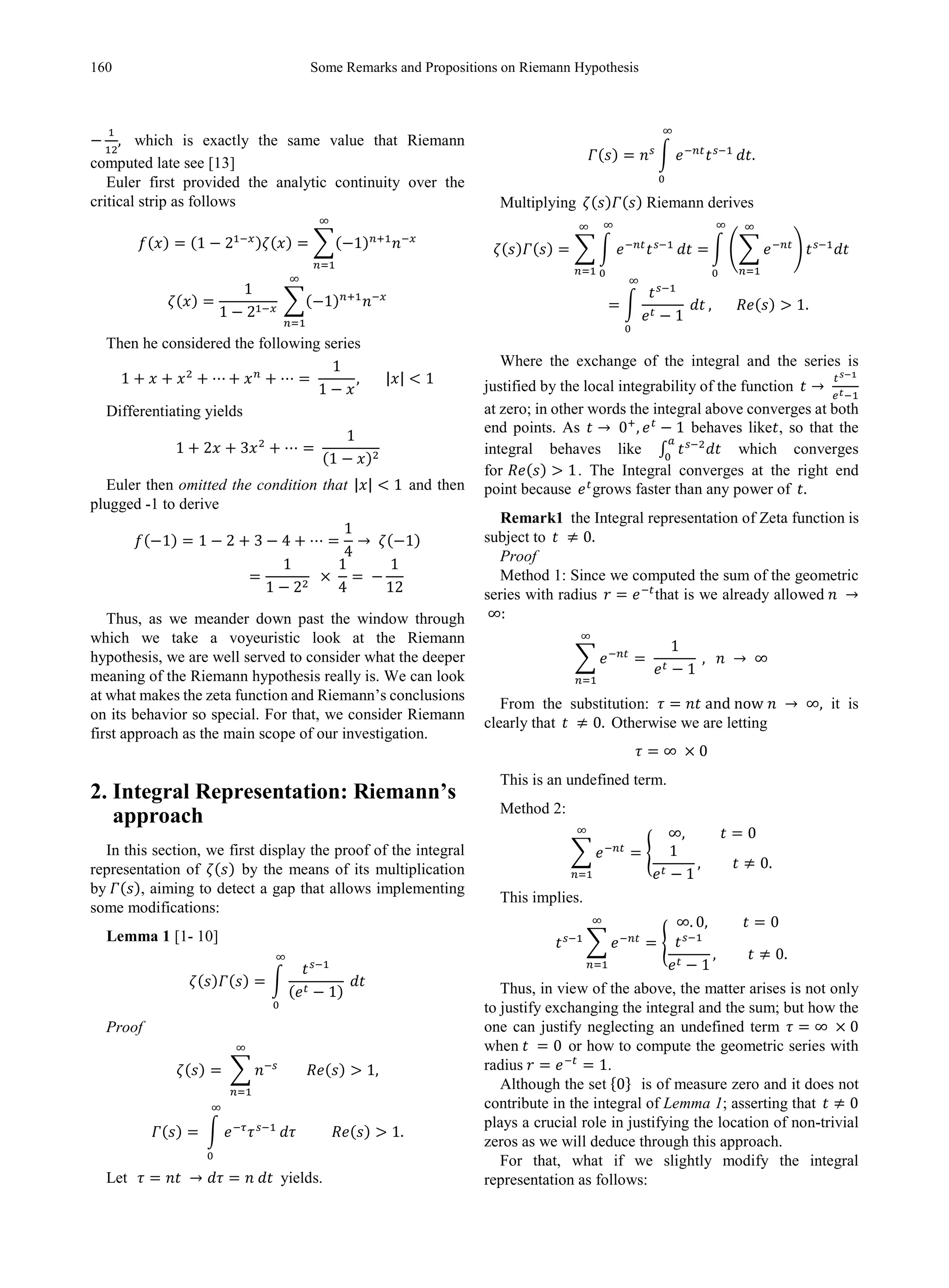 Some Remarks and Propositions on Riemann Hypothesis | PDF