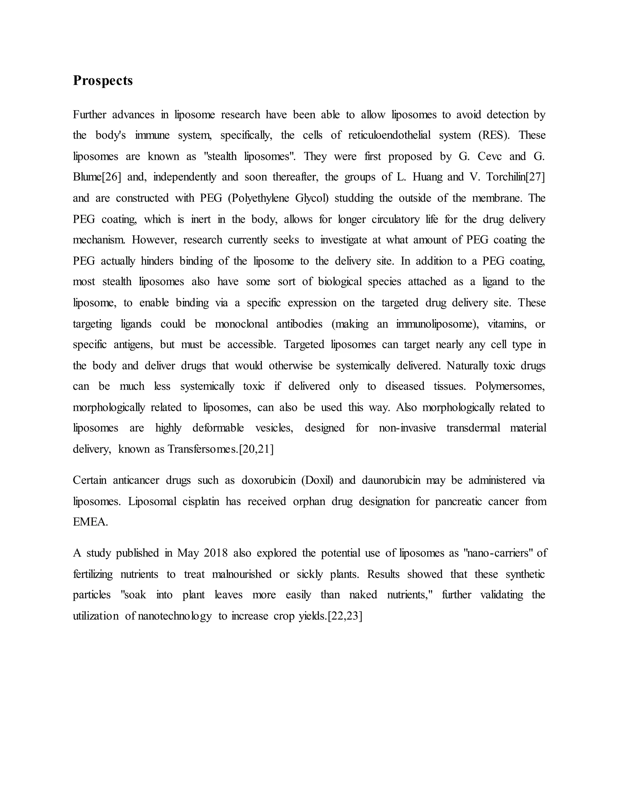 Liposome drug delivery system | DOCX | Chemistry | Science