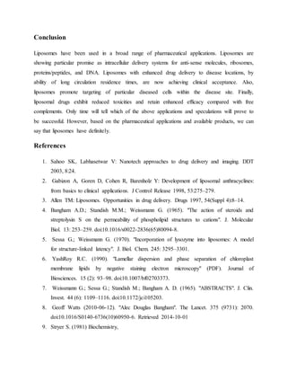 Liposome drug delivery system | DOCX | Chemistry | Science