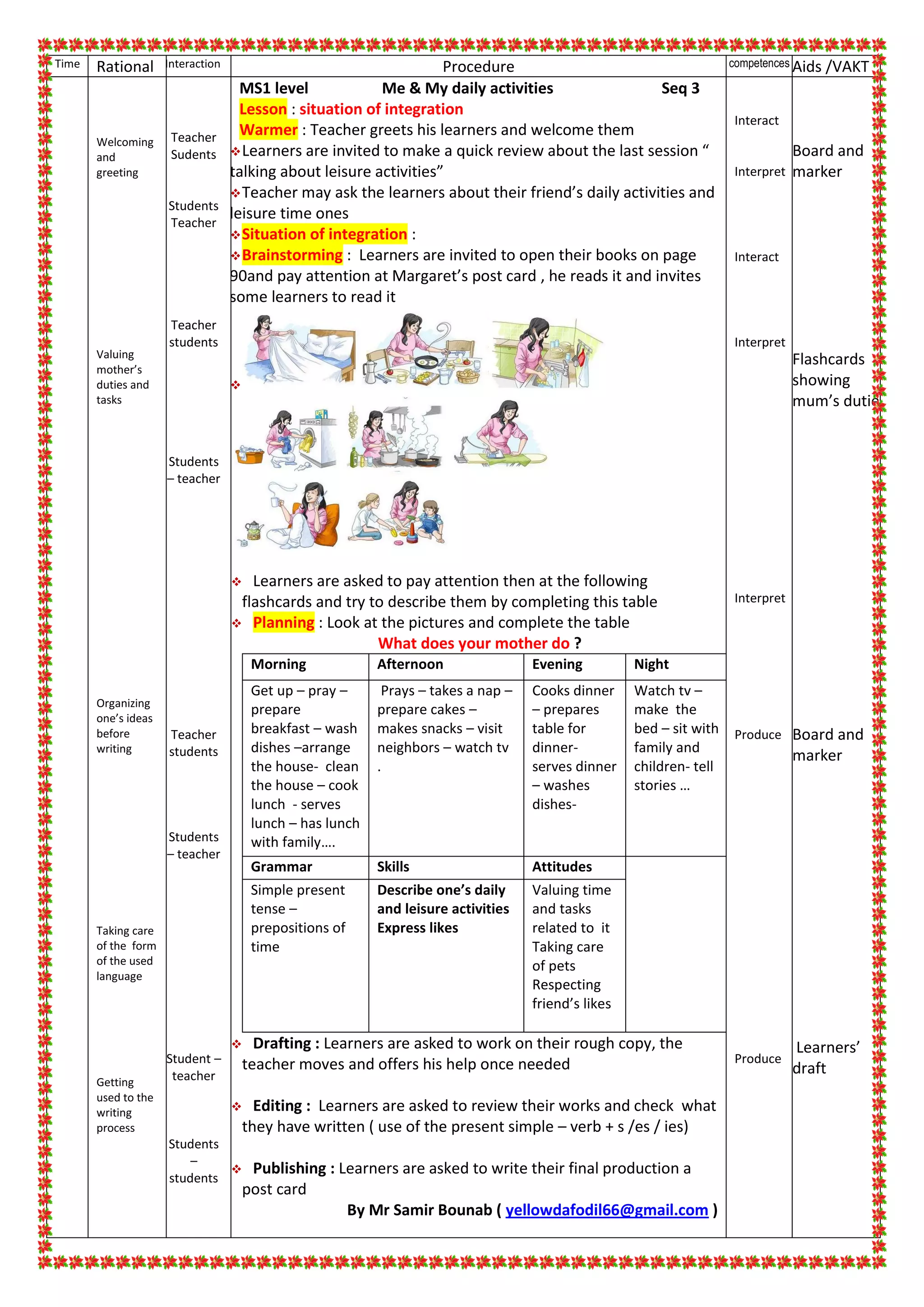 Ms1 full sequence 3 me & my daily activities | PDF