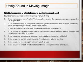 Media Studies Moving image analysis sound | PPTX