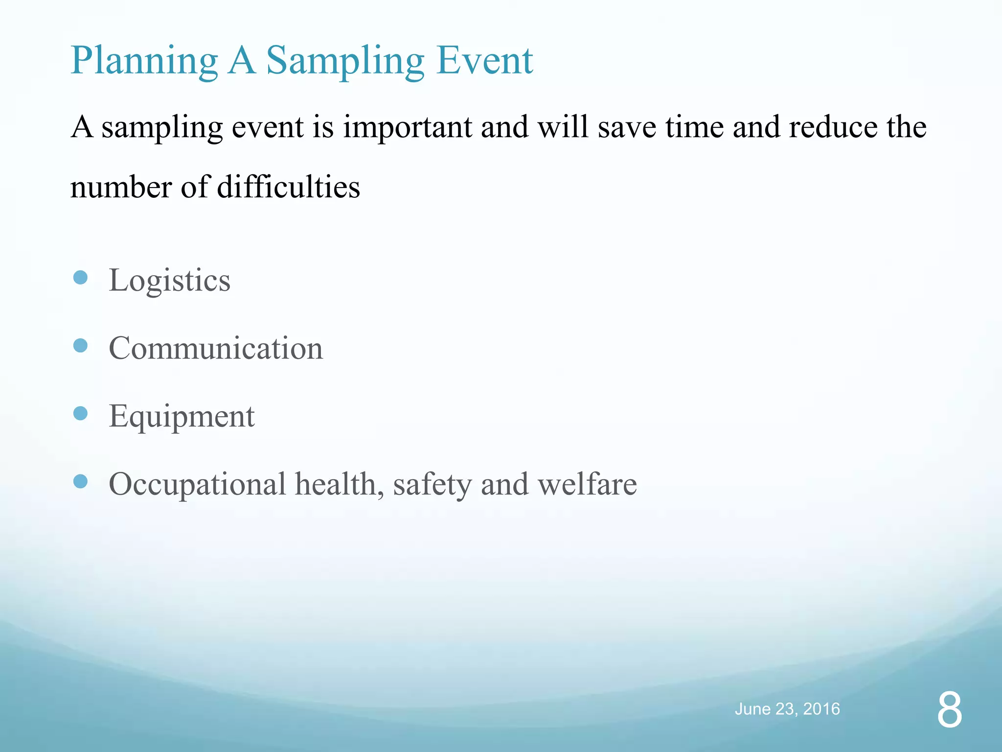 Planning A Sampling Event of Water and Wastewater | PPTX