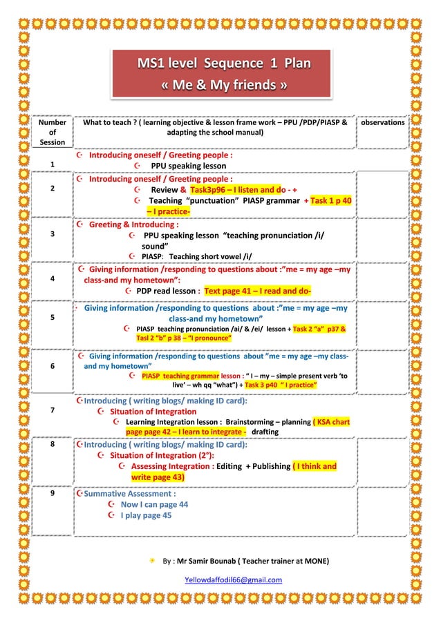Ms1 sequence plan me & my friends | PDF