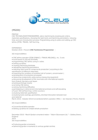 MS200 - CNC Turner Programmer | PDF