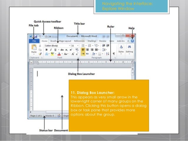 Ms 2010 tutorial topic 2 navigating the interface