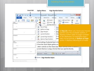 Ms 2010 tutorial topic 6 adding page numbers | PPT