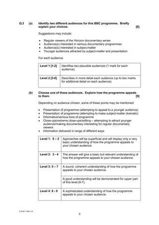 Mark Scheme - Media Studies AS Level | PDF