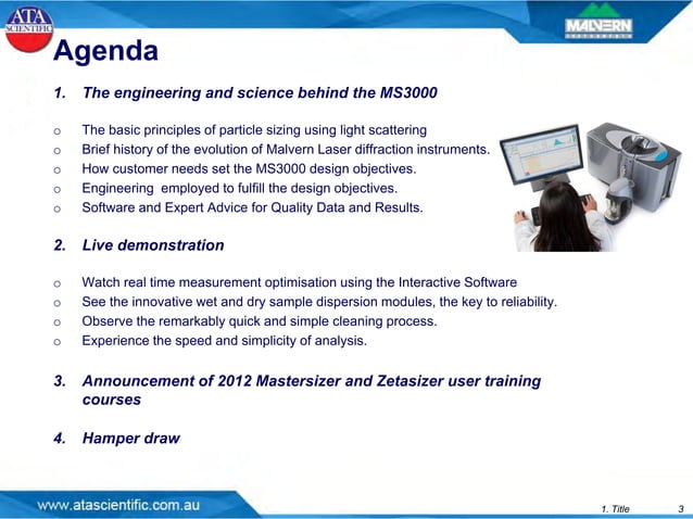 MS3000-Presentation Malvern Particle size analyser | PDF