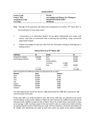 Ms 4 IGNOU MBA SOLVED ASSIGNMENT | PDF | Business Accounting & Finance | Business