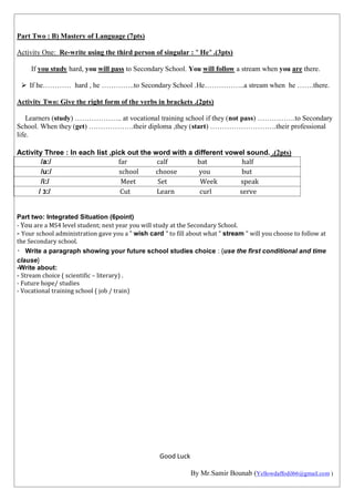 Ms4 level test 2 2nd term victor 2016 | PDF