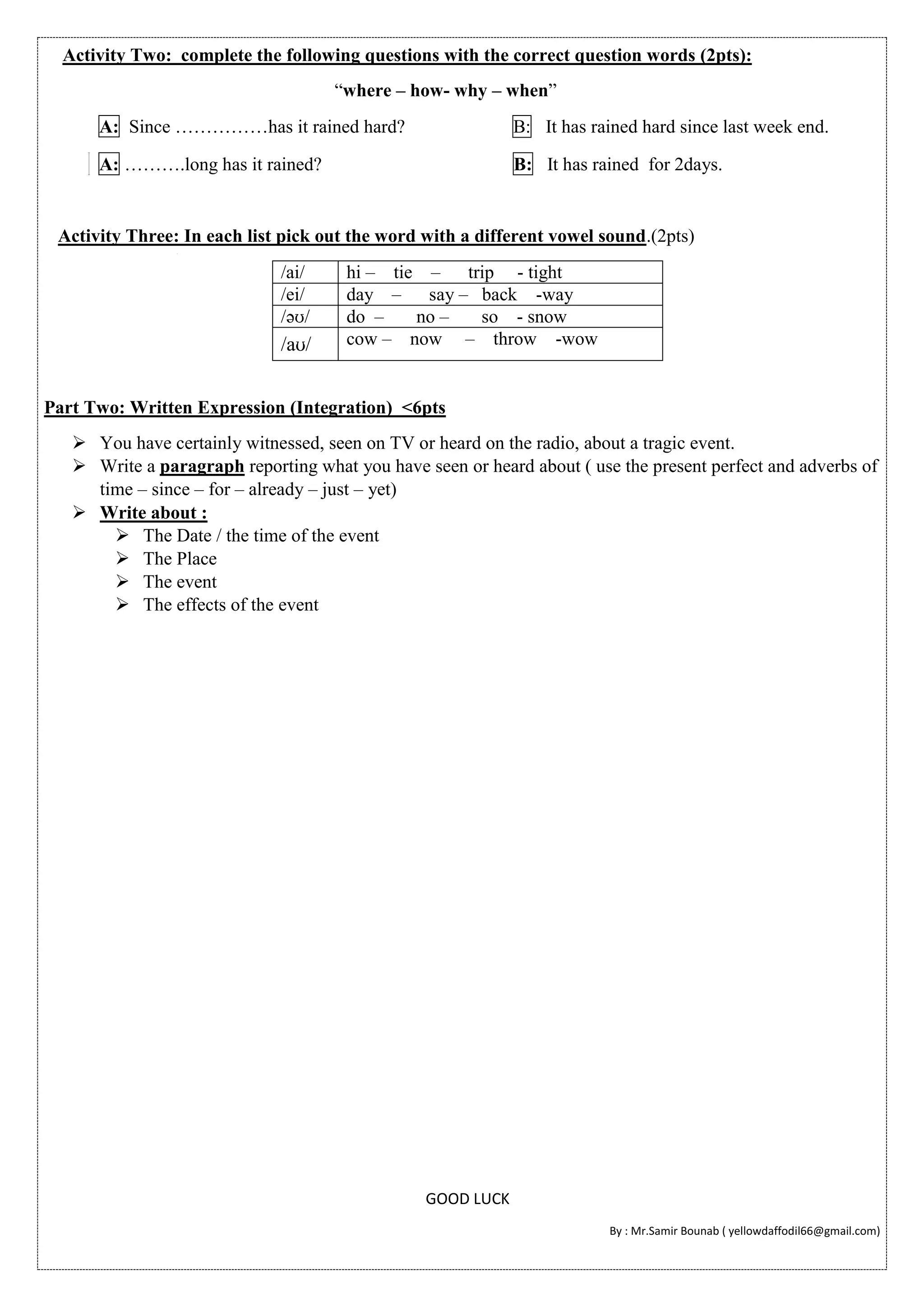 Ms4 level test 2 3rd term 2015 2016 | PDF