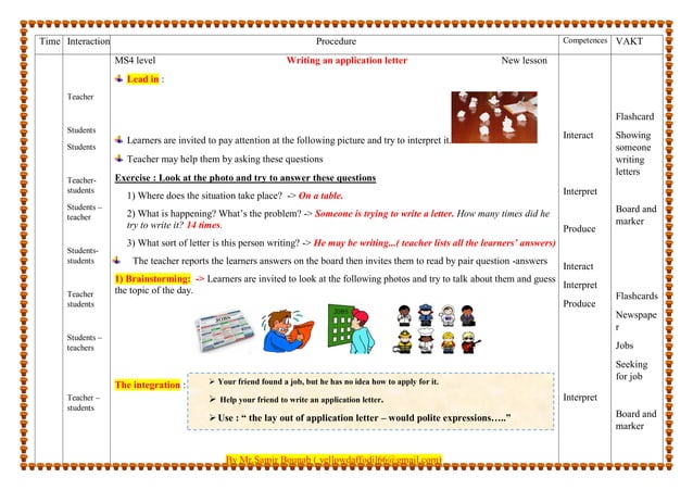 Ms4 level writing application letter (situation of integration) | PPT