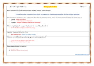 Ms4 level writing application letter (situation of integration) | PPT