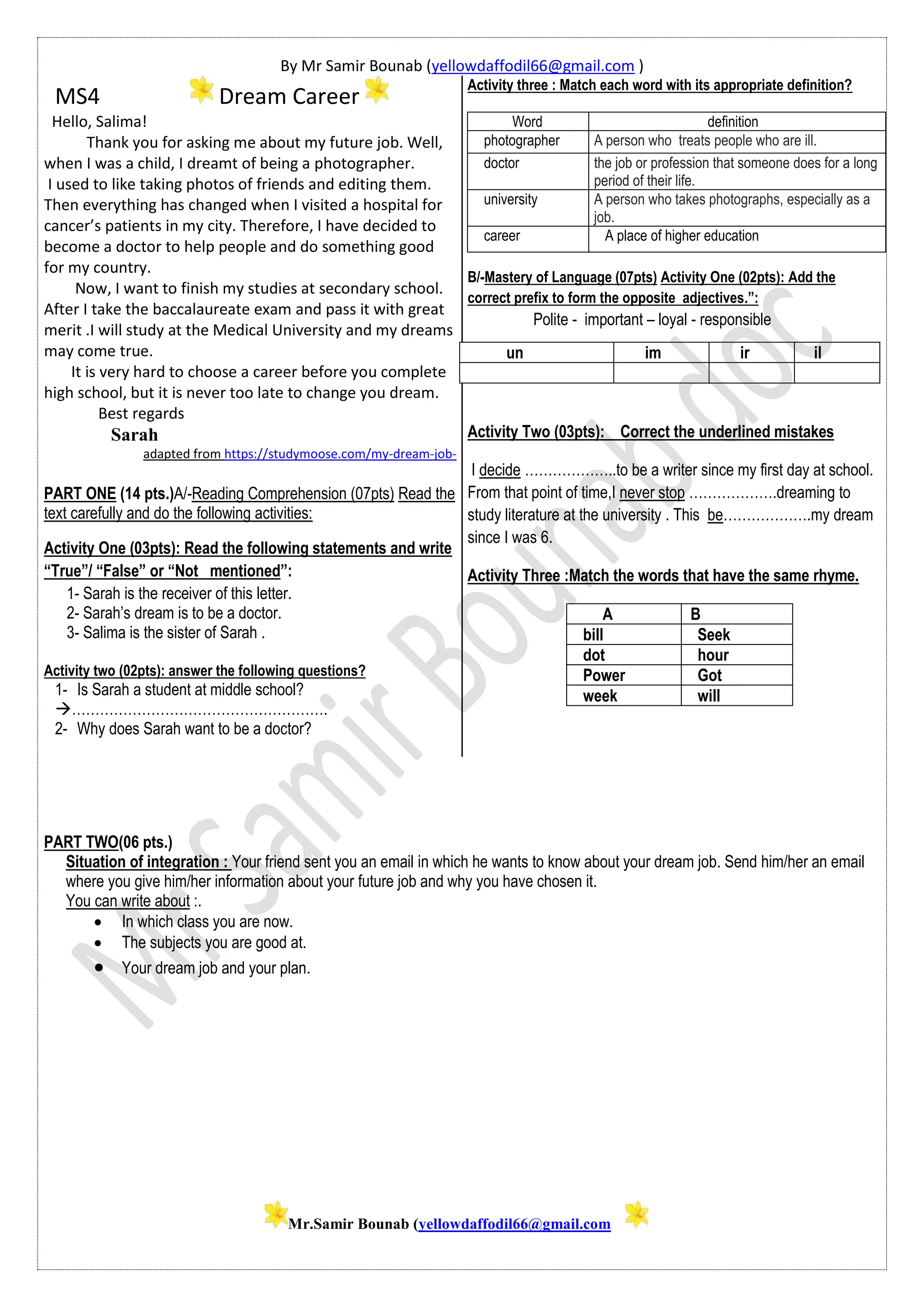 MS4 seq 2 revision superlative & past & past continuous with while and when &present perfect ...