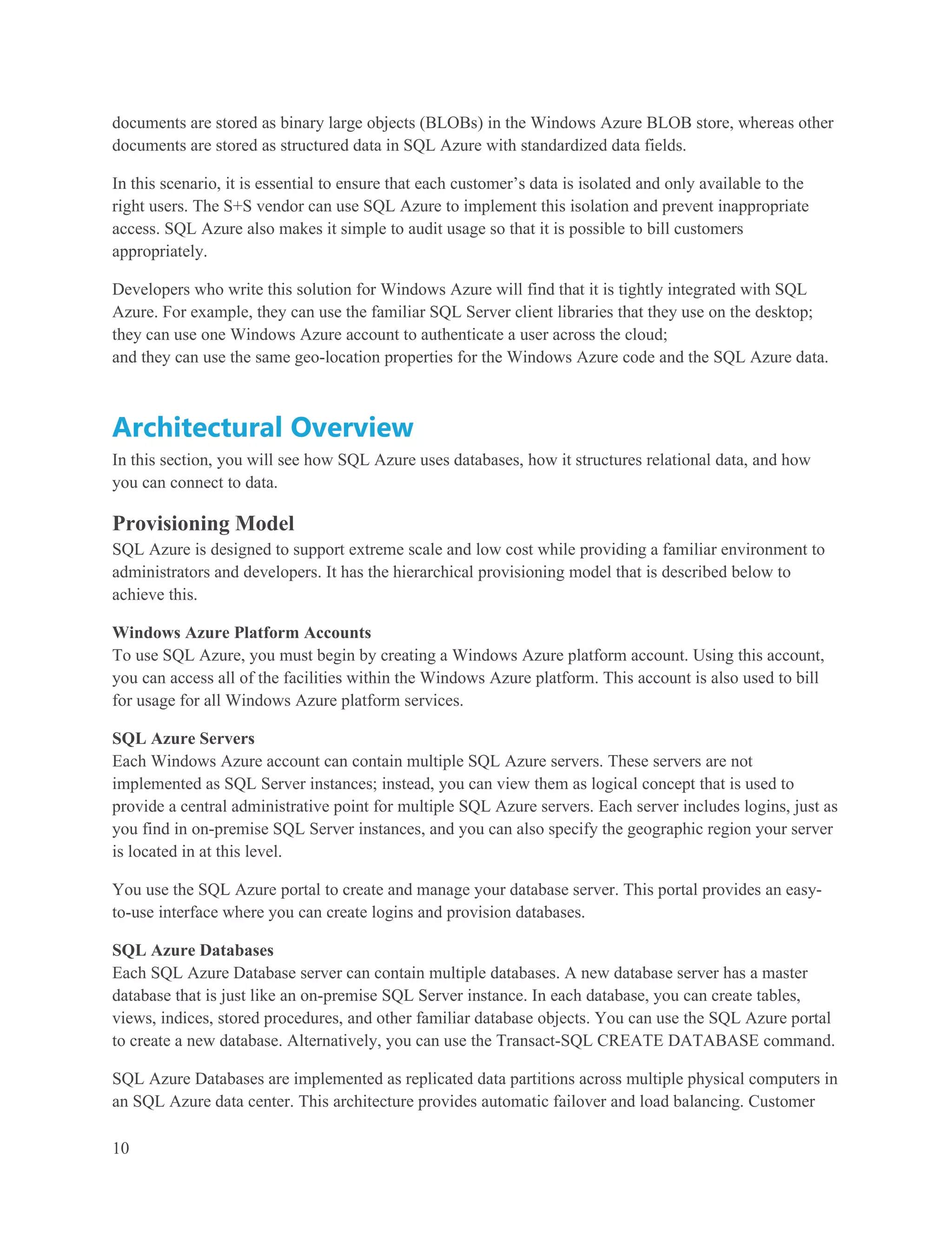 Sql Azure Database Whitepaper R01 Doc Databases Computer Software And Applications