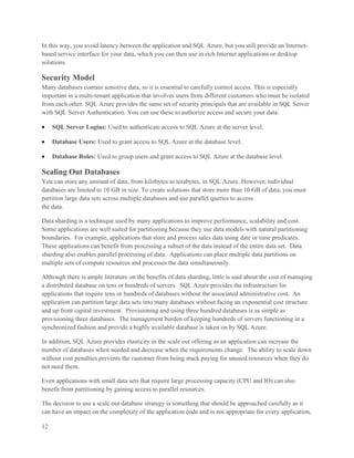 Sql Azure Database whitepaper r01 | DOC | Databases | Computer Software and Applications