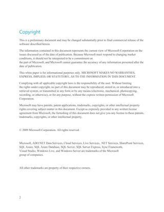 Sql Azure Database whitepaper r01 | DOC | Databases | Computer Software and Applications