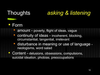 Assessing Mental State: looking, listening and asking | PPT