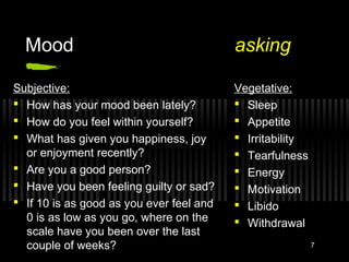 Assessing Mental State: looking, listening and asking | PPT