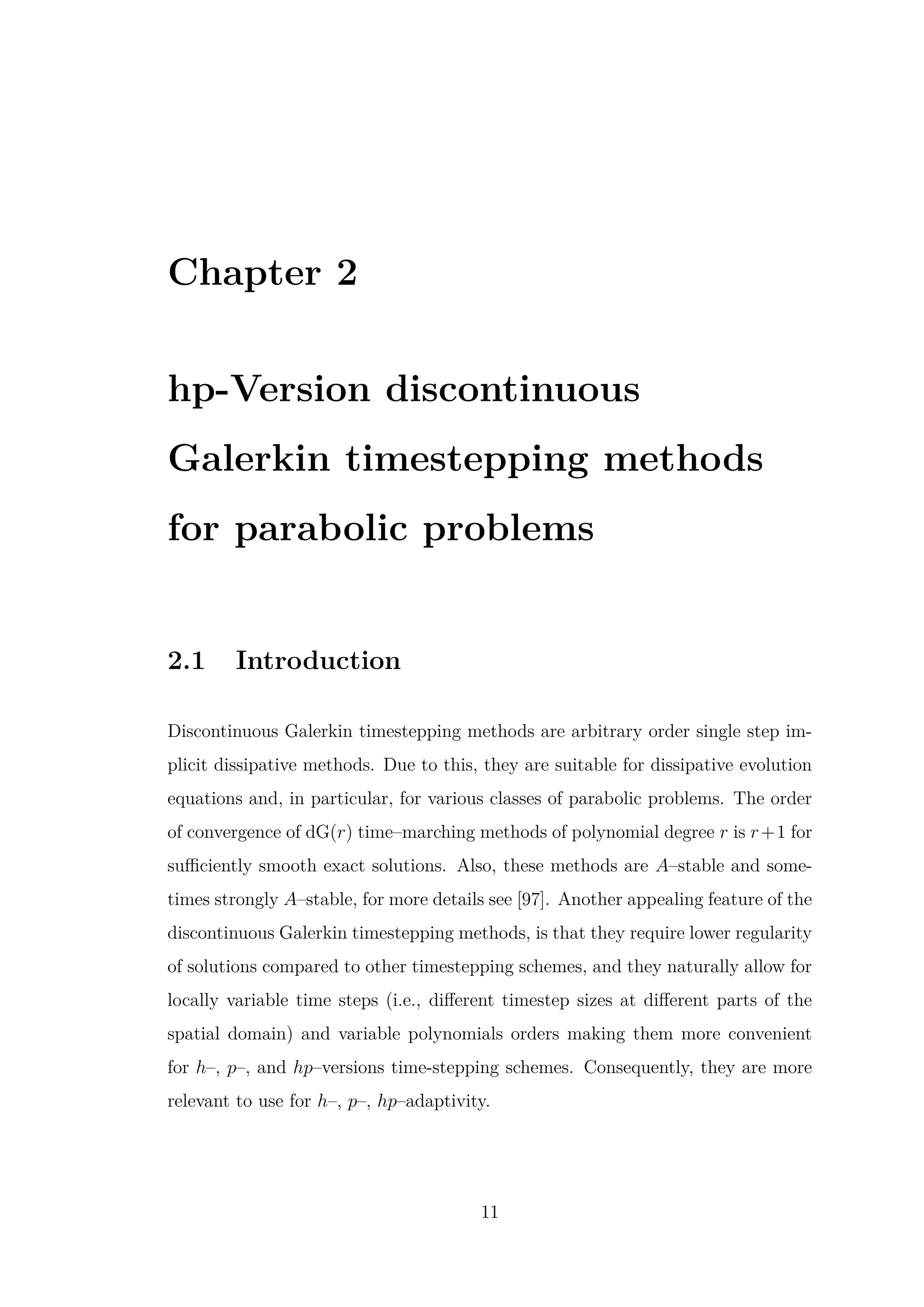 Discontinuous Galerkin Timestepping for Nonlinear Parabolic Problems | PDF