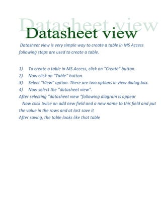 Ms access | DOCX | Databases | Computer Software and Applications