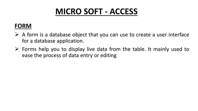 MS ACCESS.pptx | Databases | Computer Software and Applications