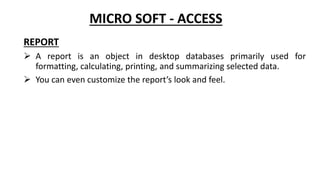 MS ACCESS.pptx | Databases | Computer Software and Applications