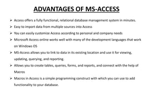 MS ACCESS.pptx | Databases | Computer Software and Applications