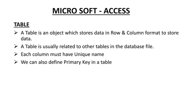 MS ACCESS.pptx | Databases | Computer Software and Applications