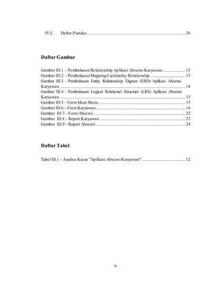 Implementasi Aplikasi Absensi Menggunakan Ms.Office Access | DOCX