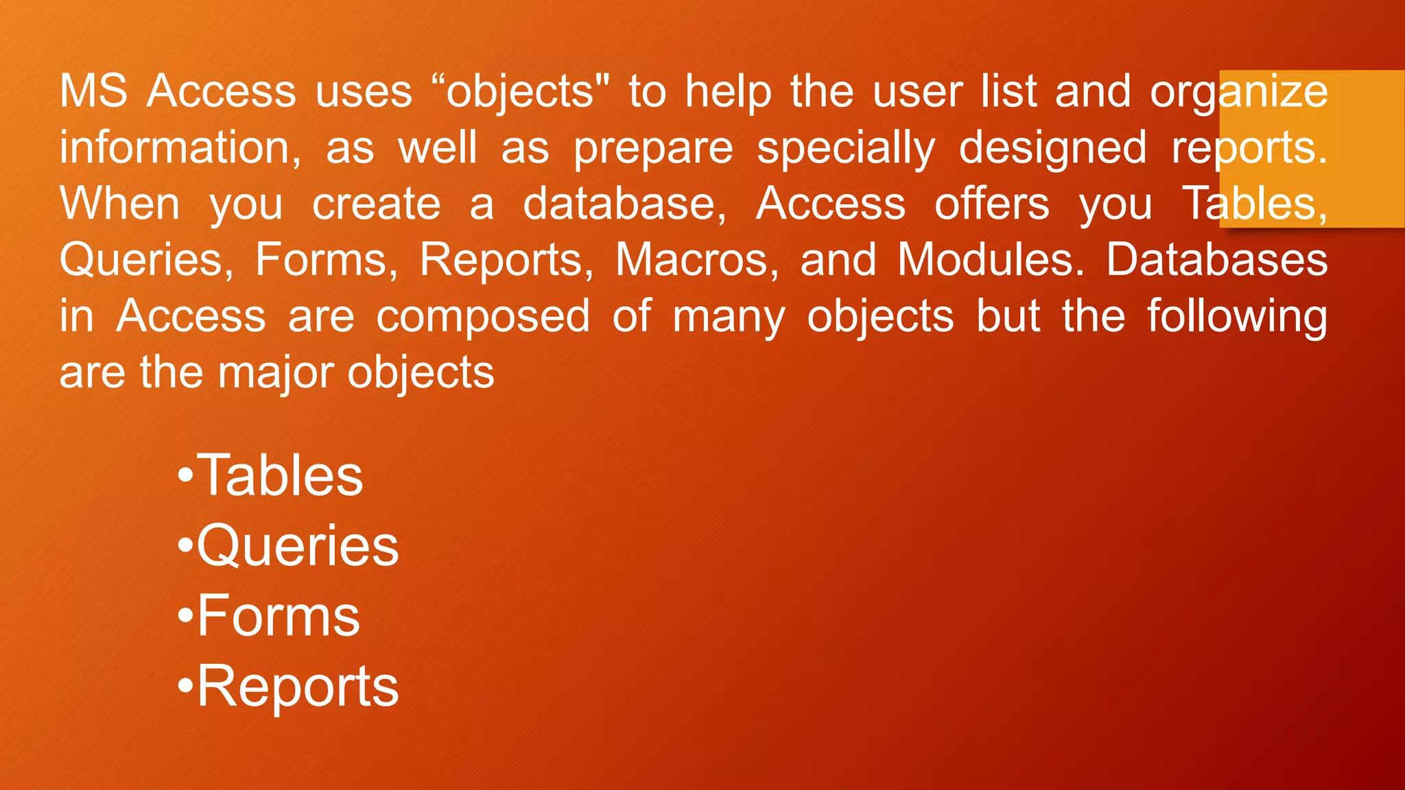 Ms Access Intro Ppt