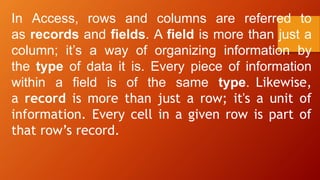 MS Access Intro | PPTX | Databases | Computer Software and Applications