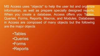 MS Access Intro | PPTX | Databases | Computer Software and Applications