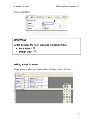 Ms access notes | PDF
