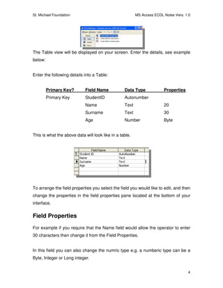 Ms access notes | PDF