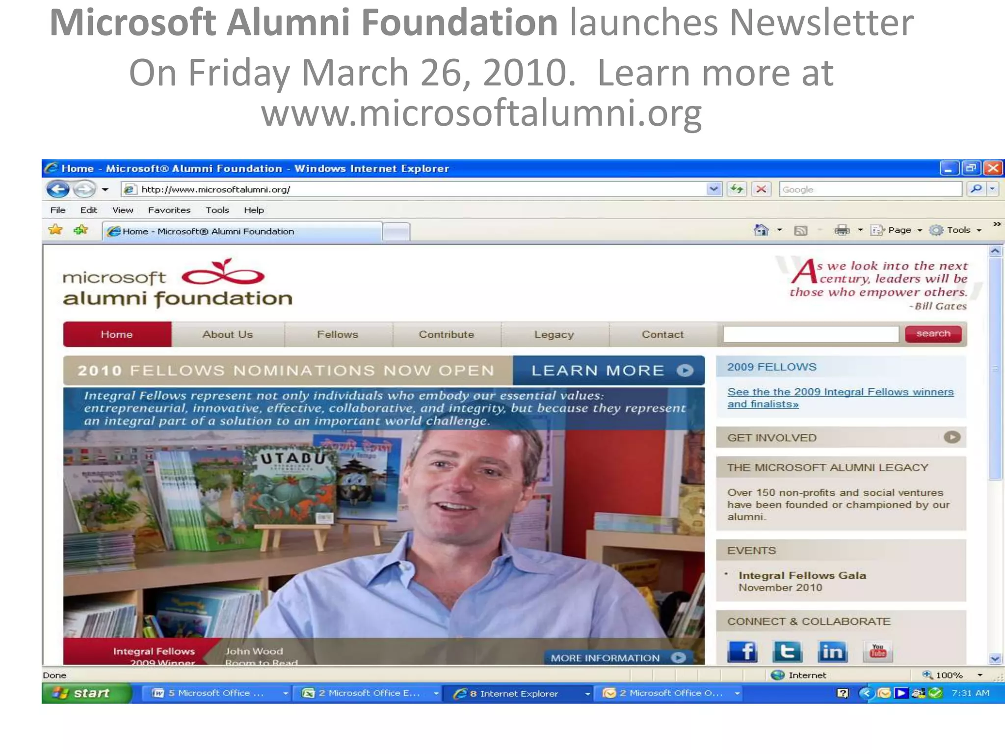 Microsoft Alumni Foundation launches Newsletter | PPT