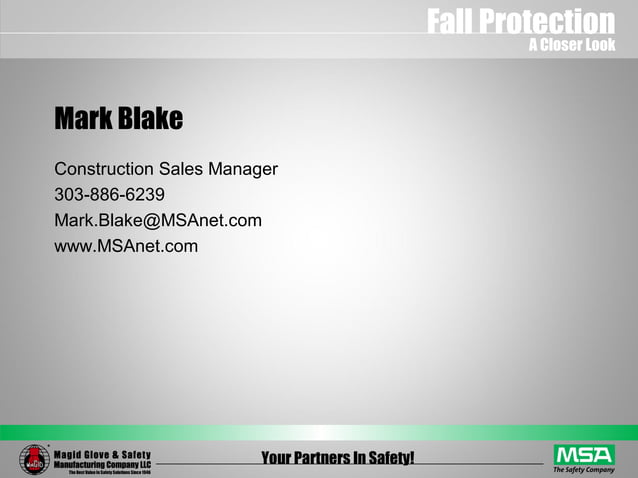 MSA Fall Protection | PPT | Injuries | Diseases and Conditions