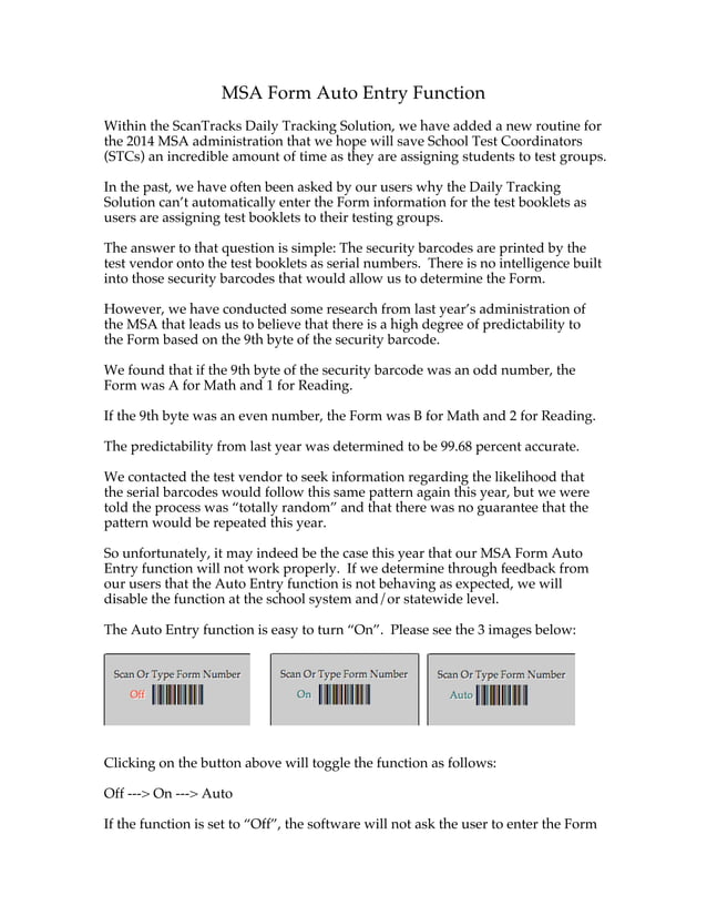 Msa form auto entry function | PDF
