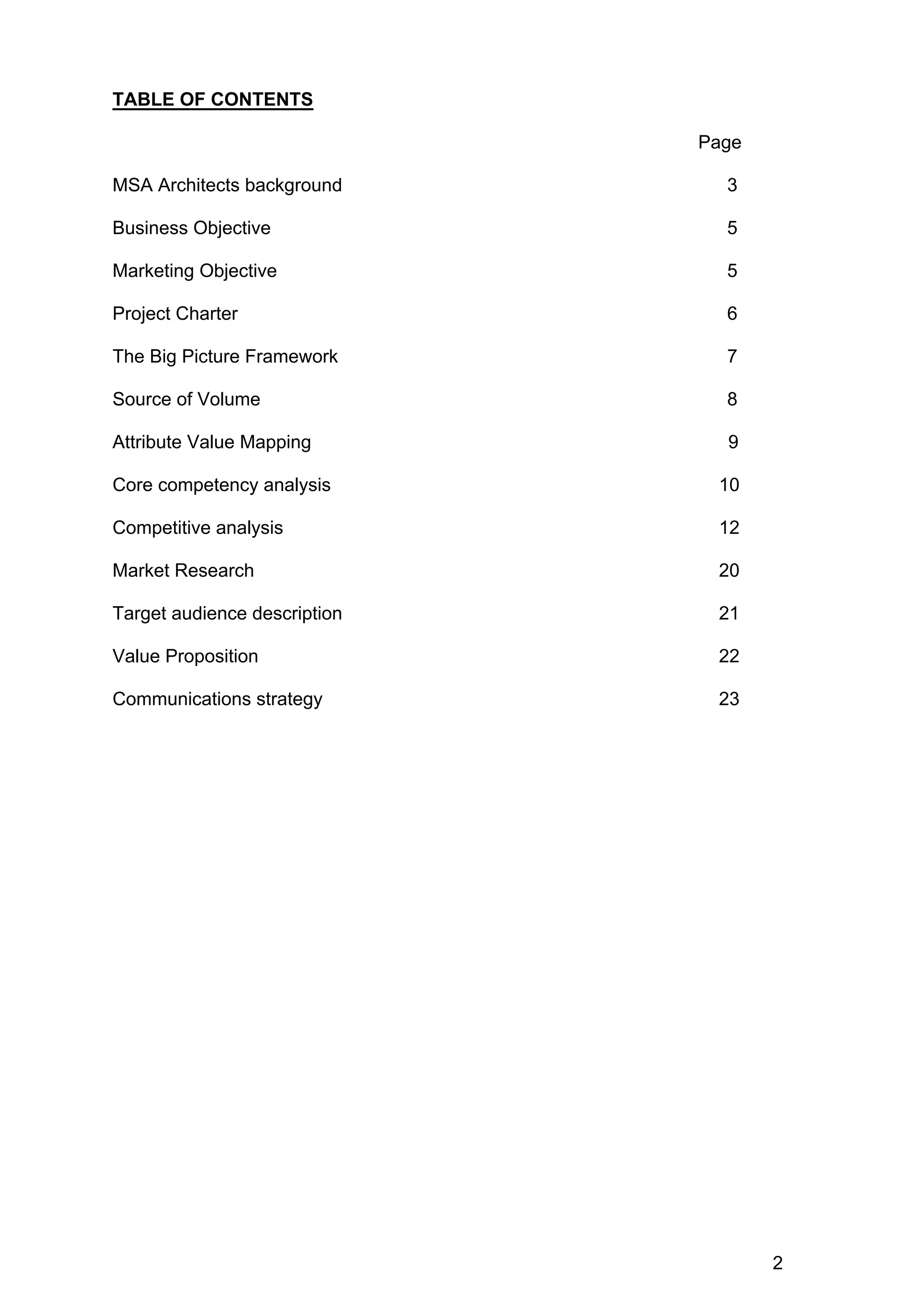 MSA Architects Mktg plan_written_report | PDF