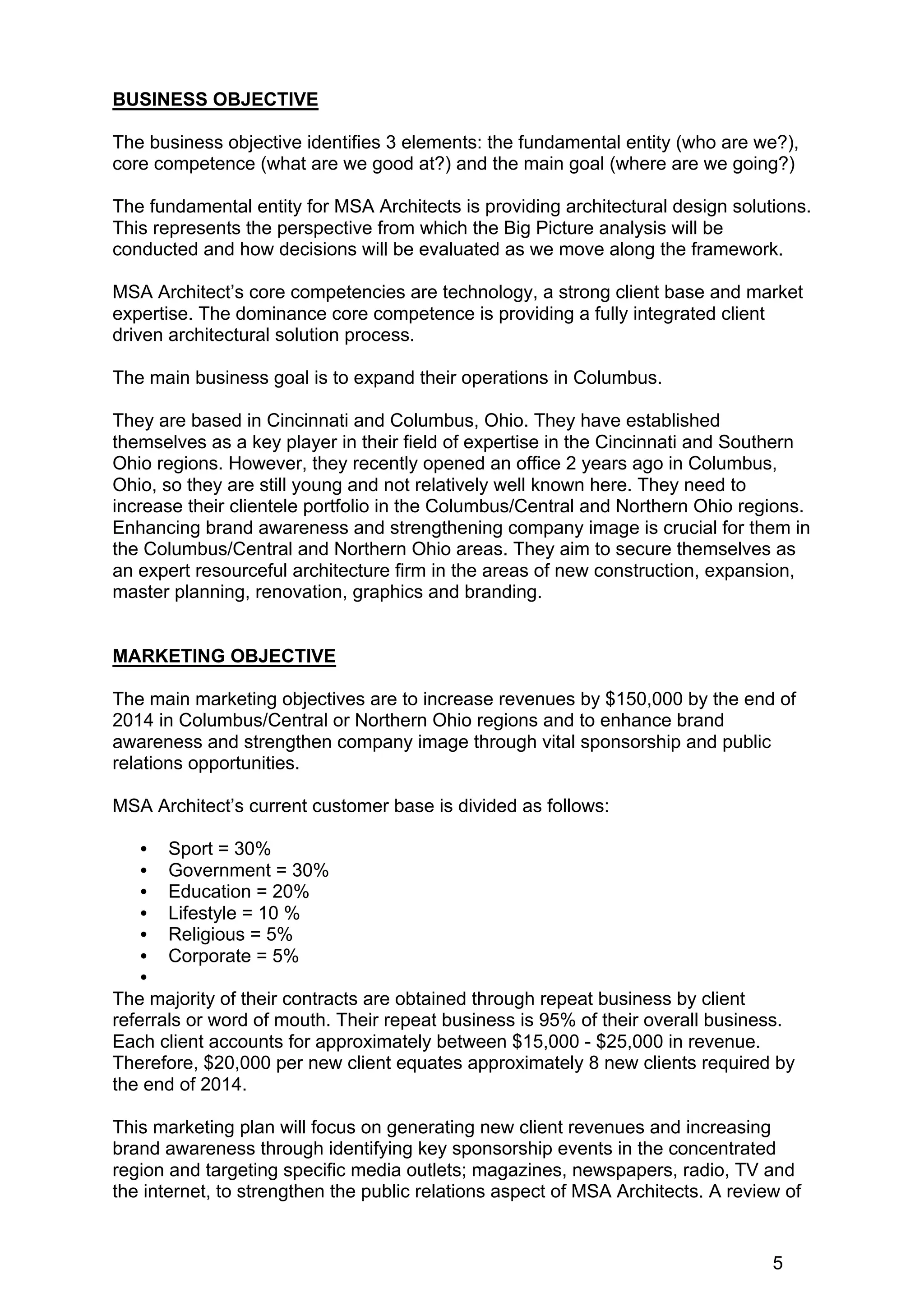 MSA Architects Mktg plan_written_report | PDF
