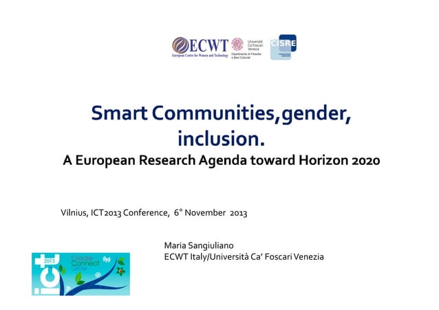 M sangiuliano smart cities & gender_vilnius ict2013 | PPT | Free Download