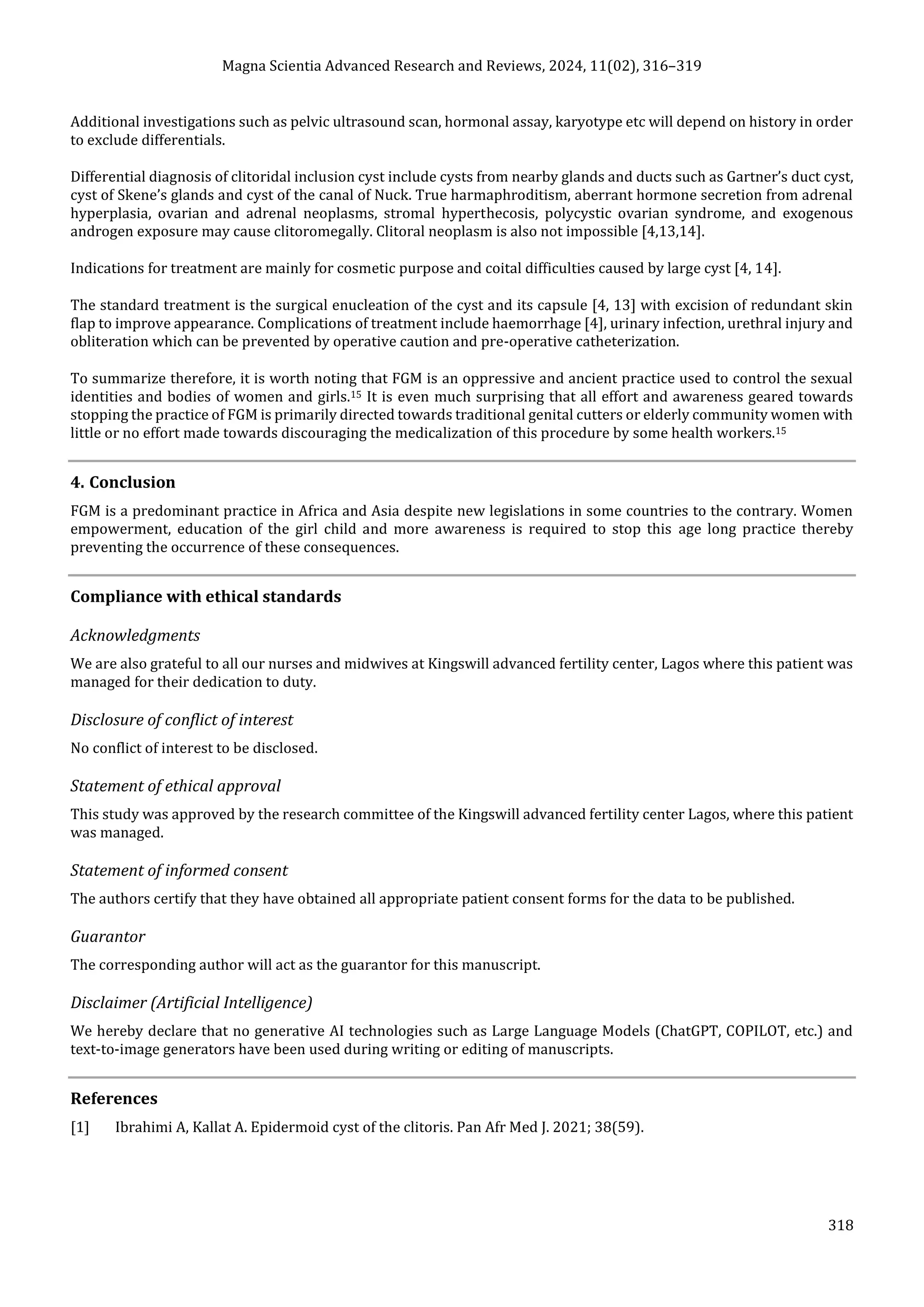 Clitoridal inclusion cyst as a complication of female genital ...
